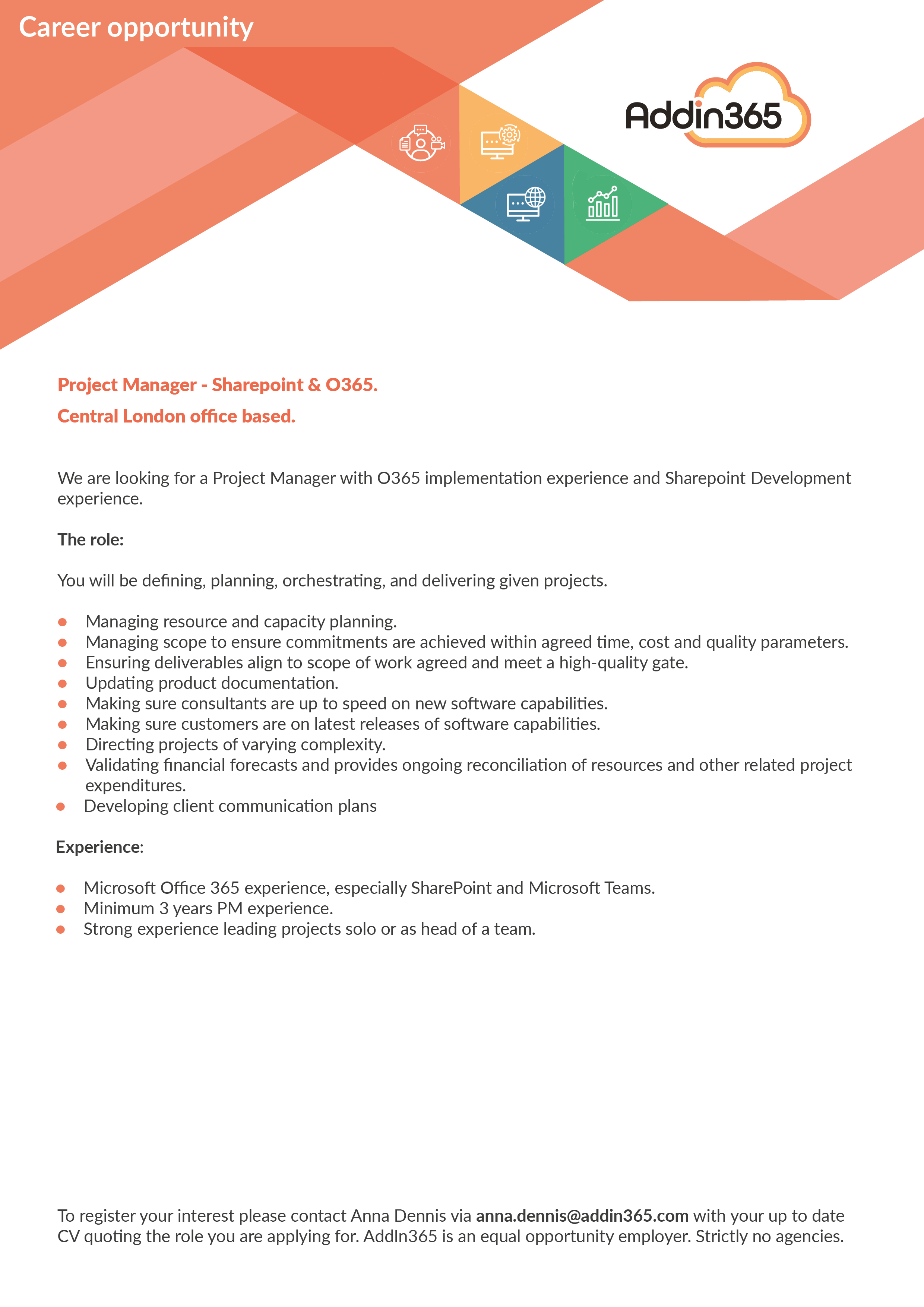 Project Manager vacancy - AddIn365