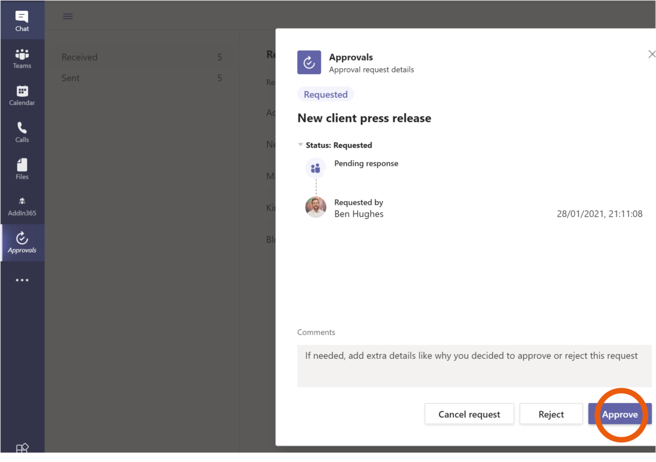 How to sign off Approval requests in Microsoft Teams Suzy Dean AddIn365